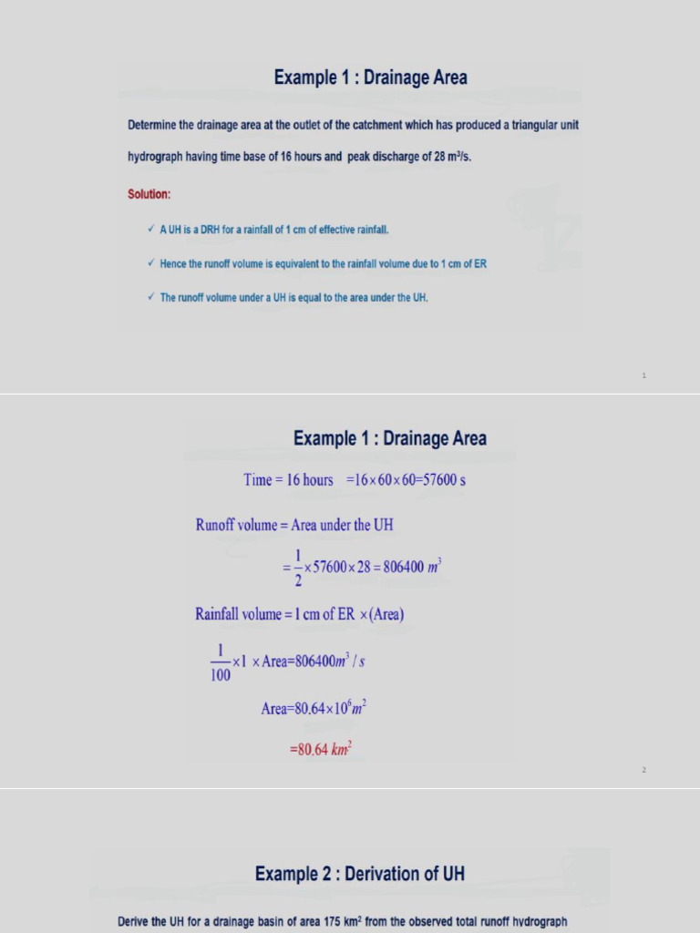 Week 2-Lecture 5-Numerical Examples of the Unit Hydrograph | PDF