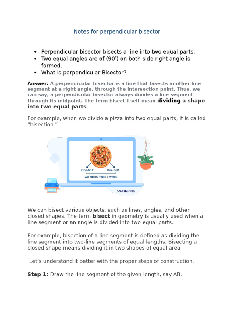 Perpendicular Bisector Notes and Steps | PDF
