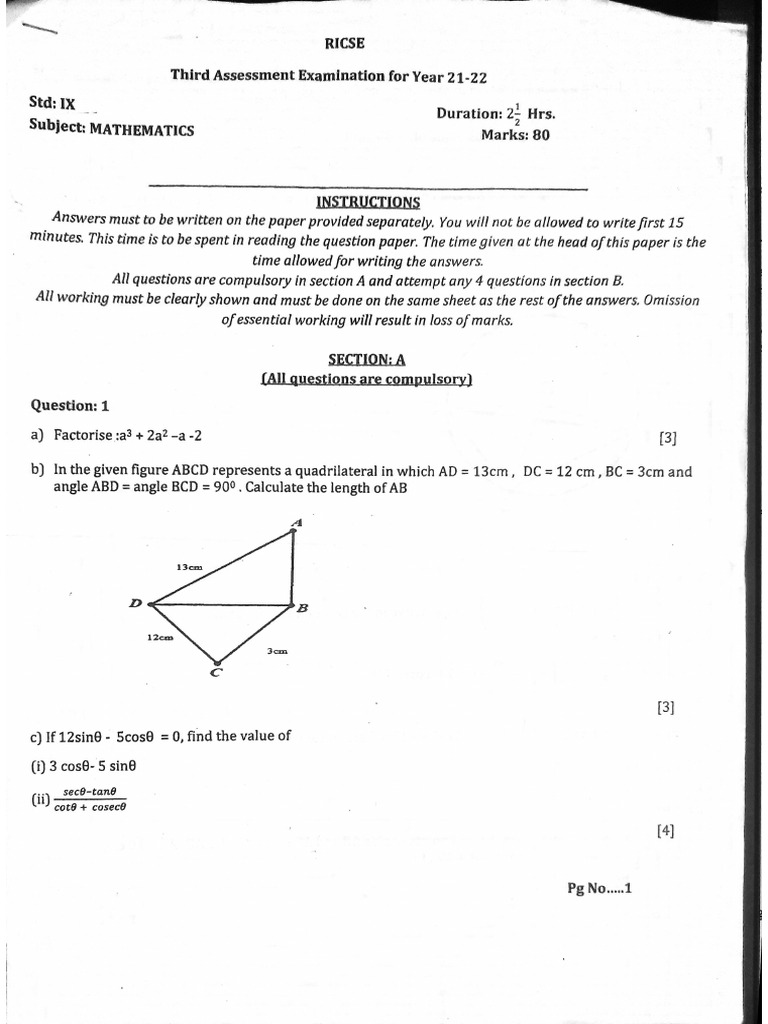 Ix Math Final 21 22 Pdf