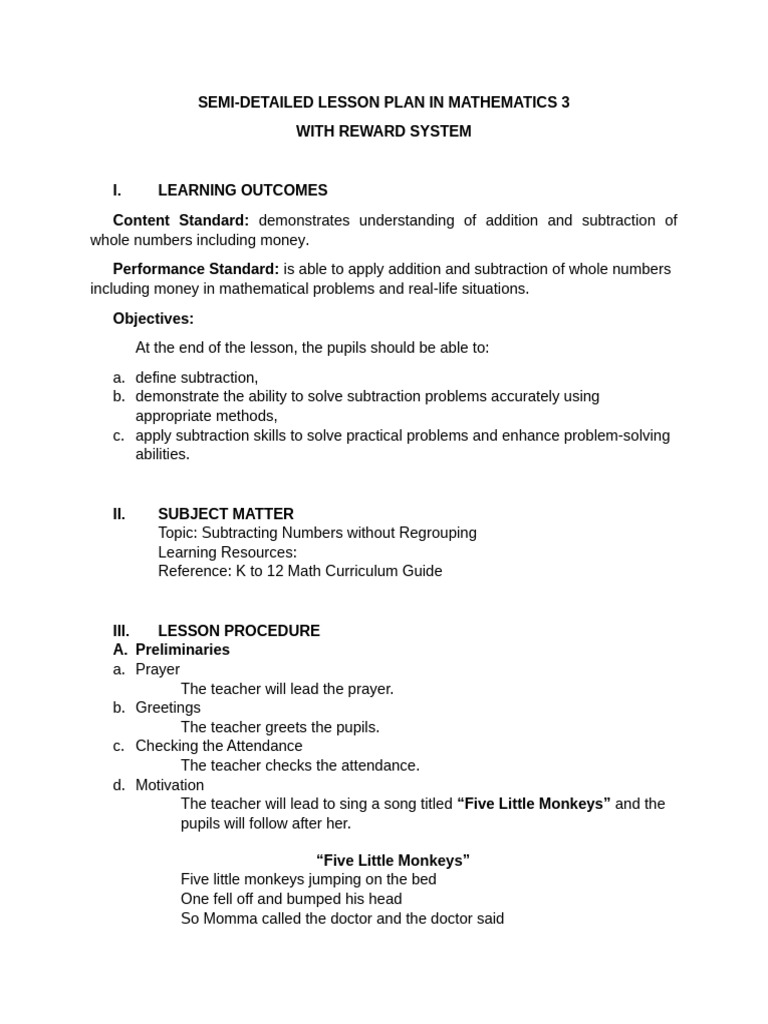 SEMI - Detailed Subtraction | PDF | Subtraction | Behavior Modification