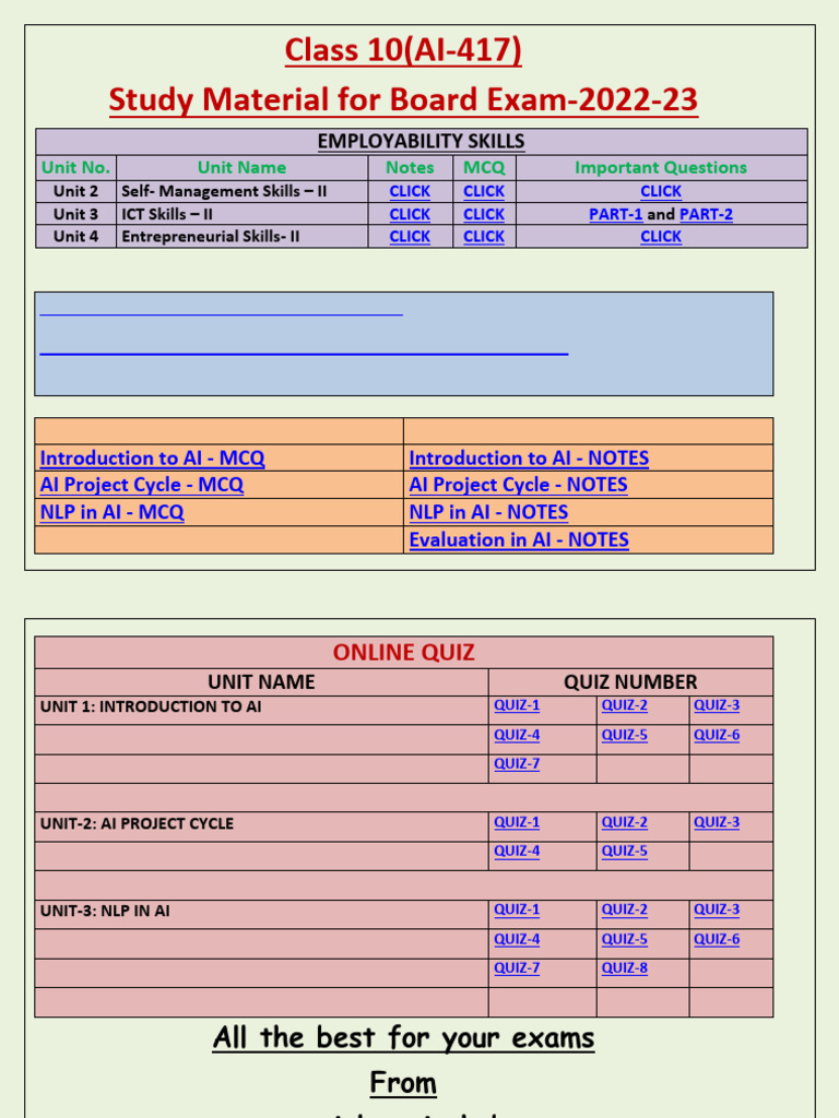 Class 10 AI Employability Skills Guide | PDF