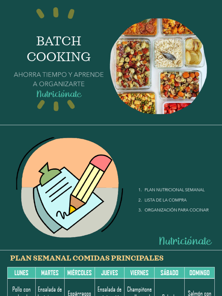 Menú Semanal de Batch Cooking PDF | PDF | ensalada | Vegetales