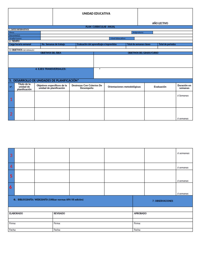 FORMATO PCA PLAN Anual | PDF | Aprendizaje