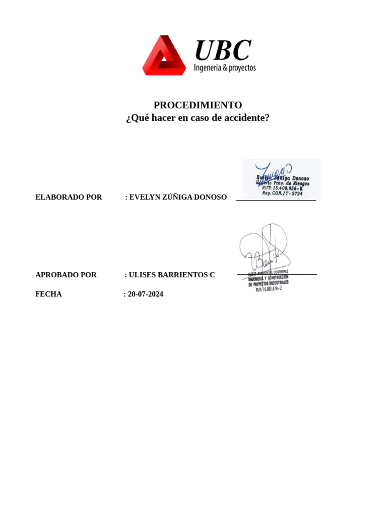 PTS Que Hacer en Caso de Accidentes UBC | PDF