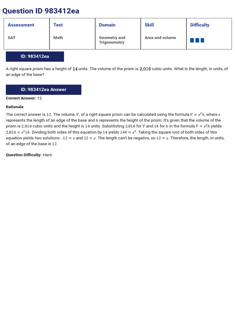 SAT Maths Geometry and Trigonometry - Solutions | PDF | Triangle ...