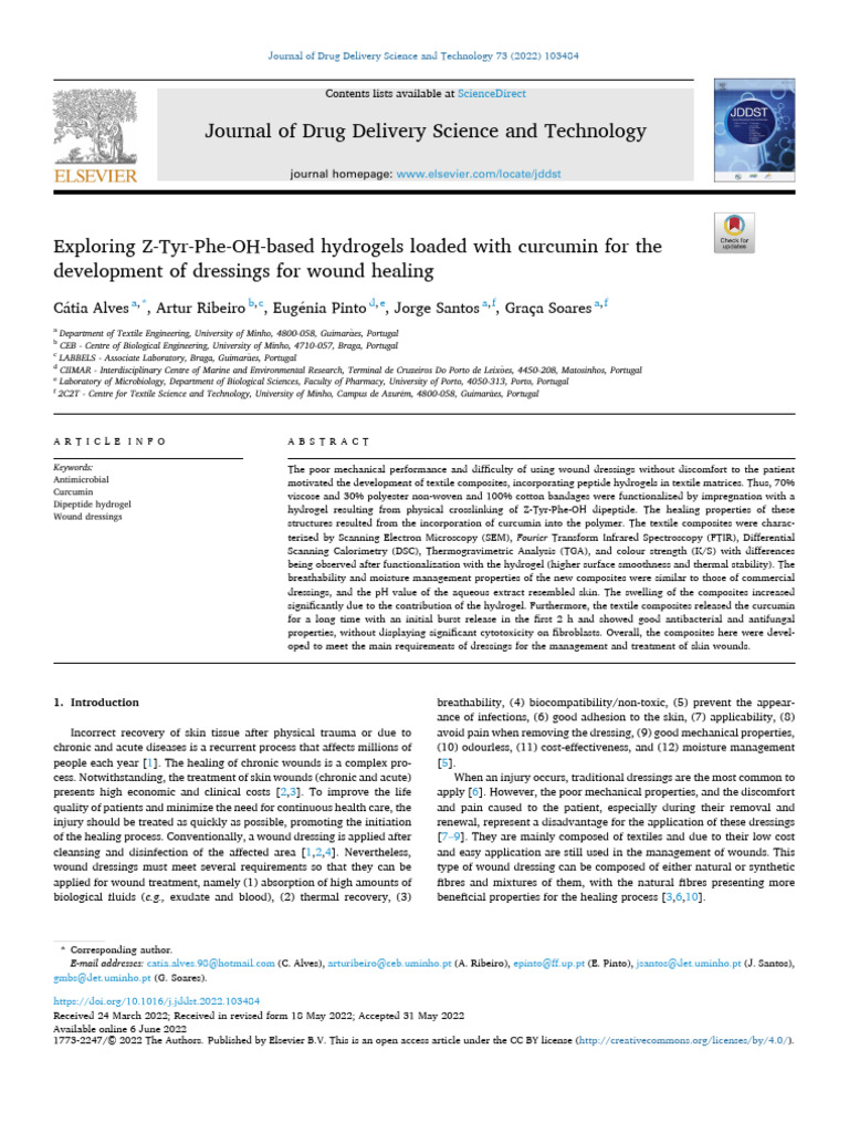 Exploring Z Tyr Phe OH Based Hydrogels Loaded With - 2022 - Journal of ...
