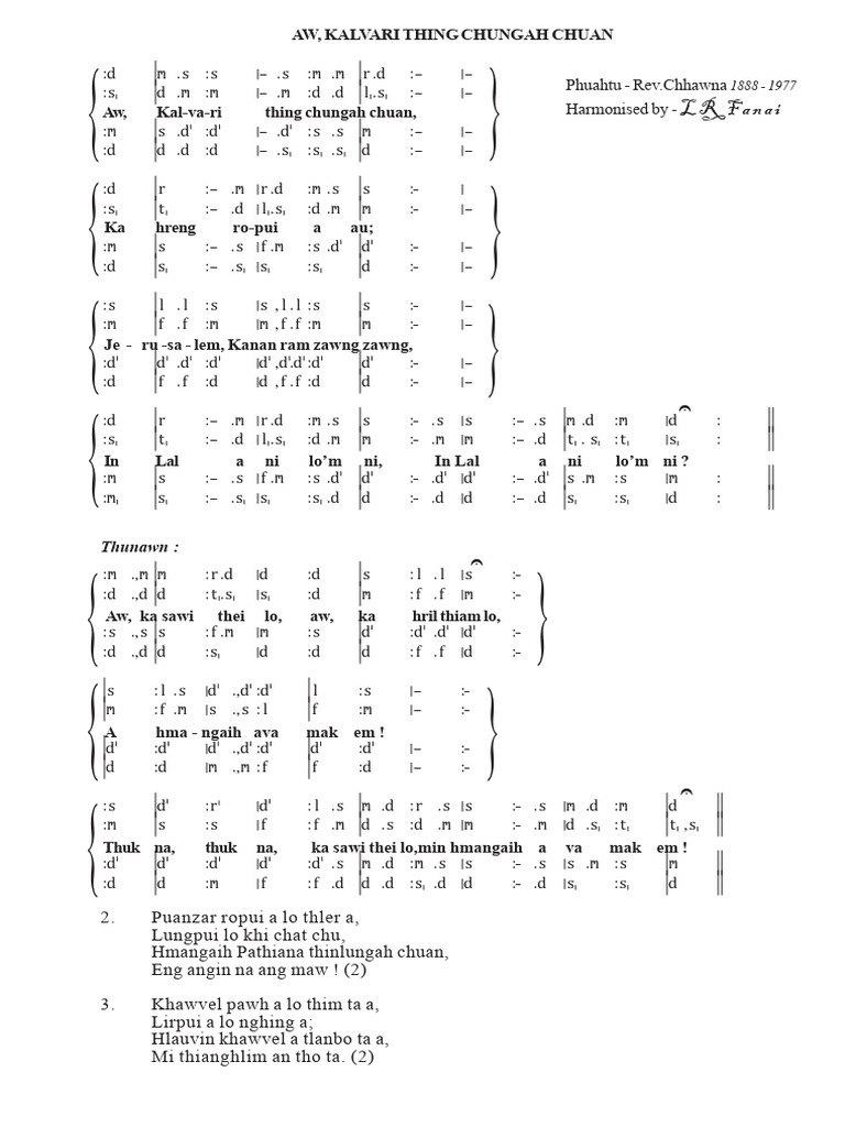 Aw Kalvari Thing Chungah Chuan | PDF