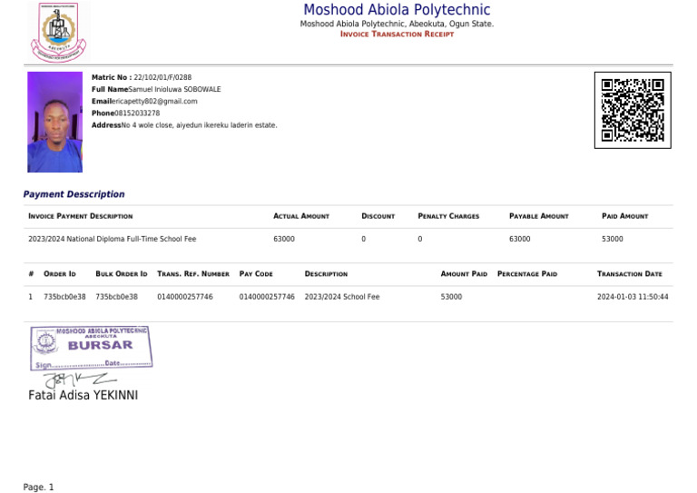 Invoice Transaction Receipt | PDF