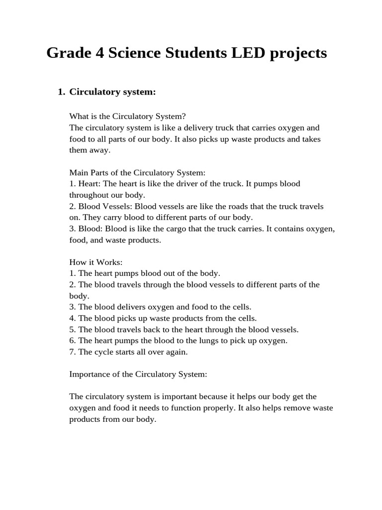 Grade 4 Science Students LED Projects | PDF | Immune System ...