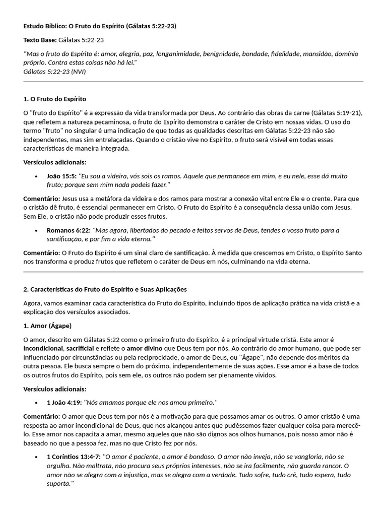 O Fruto Do Espírito - Vivendo Uma Vida Transformada em Cristo. | PDF | Amor | Pecado
