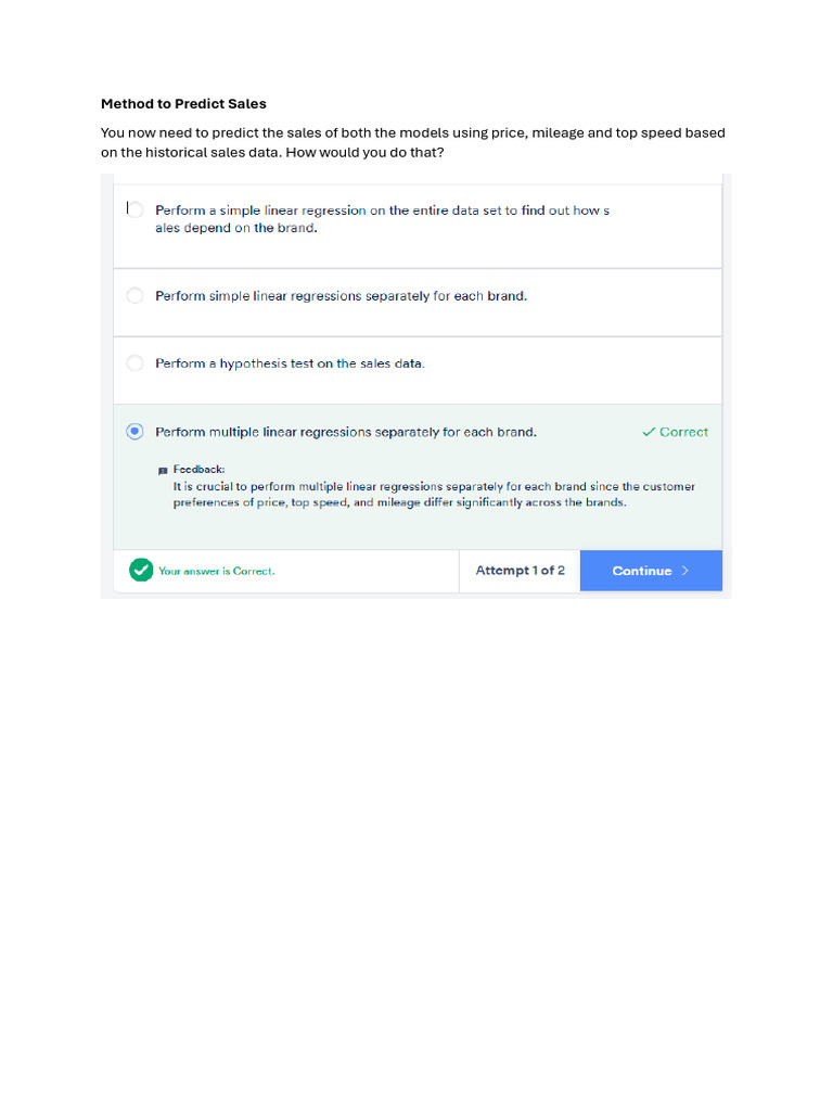 You Now Need To Predict The Sales of Both The Models Using Price, Mileage and Top Speed Based On ...