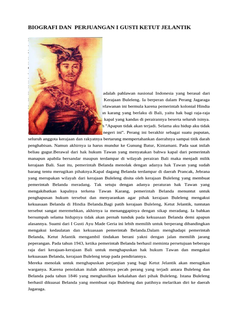Biografi I Gusti Ketut Jelantik | PDF