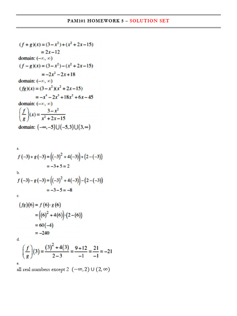 PAM101 Homework 5 - Solution Set | PDF