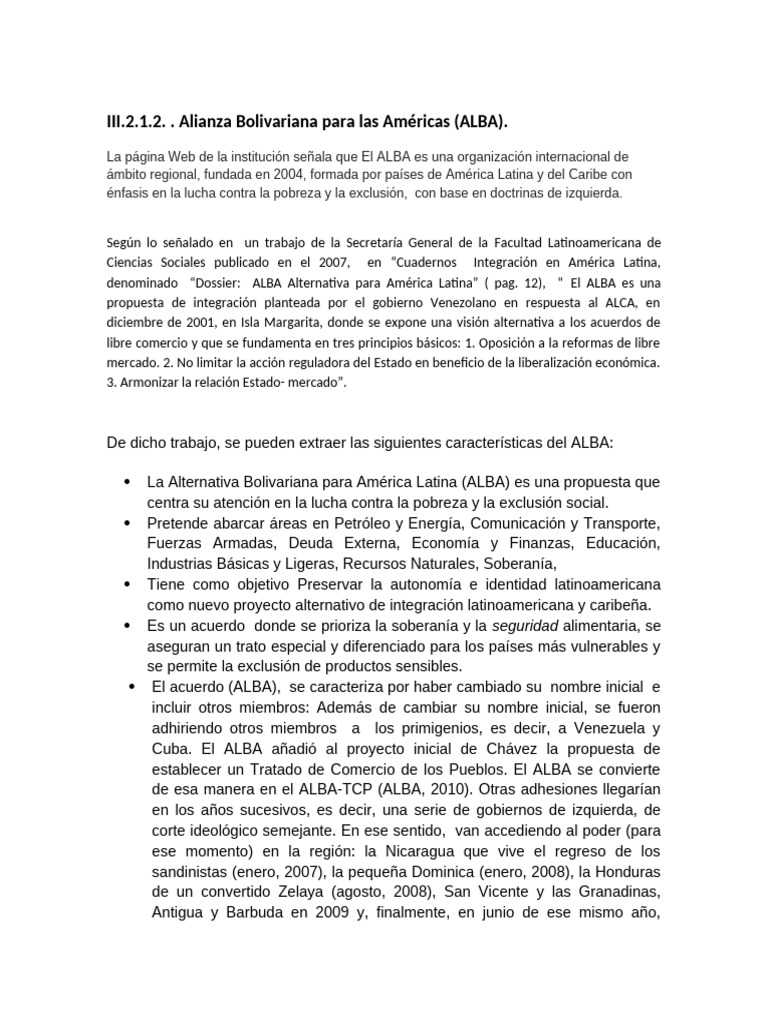 ALBA: Integración y Soberanía en América | PDF | Balance de pagos ...