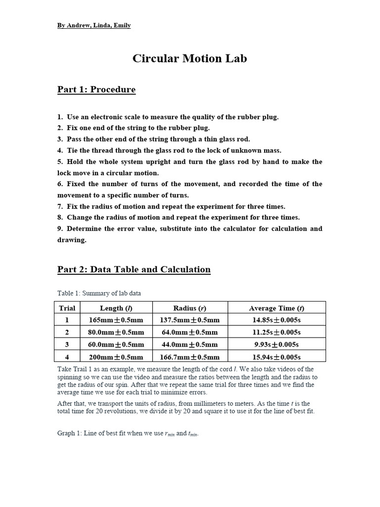 Circular Motion Lab | PDF | Force | Classical Mechanics