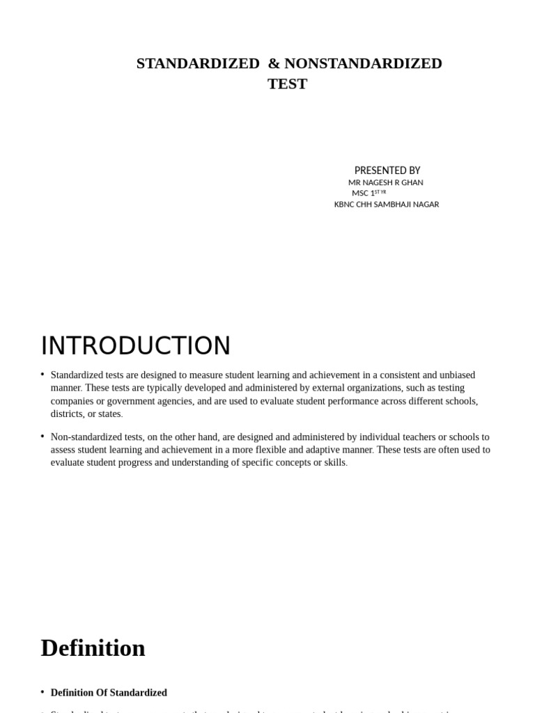 Standardized vs Non-Standardized Tests | PDF | Standardized Tests ...