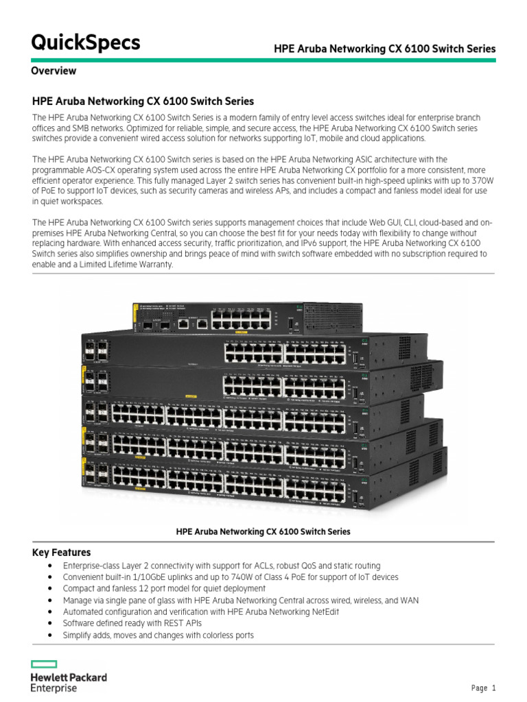 HPE Aruba Networking CX 6100 Switch Series-A00021859enw | PDF | I Pv6 ...