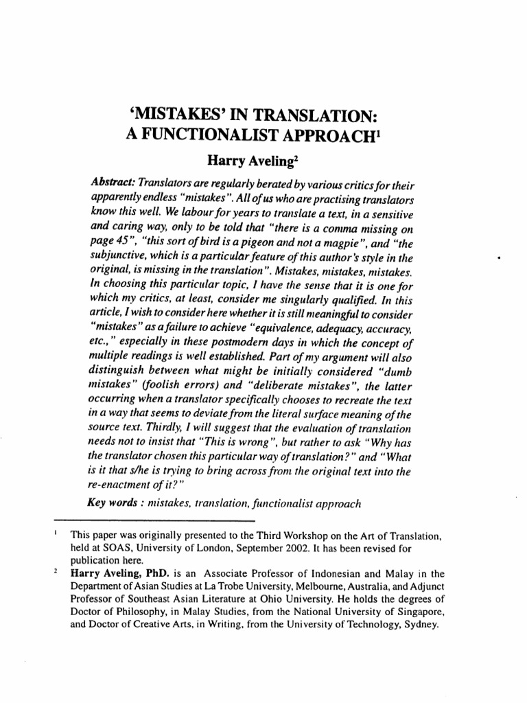 Mistakes in Translation | PDF
