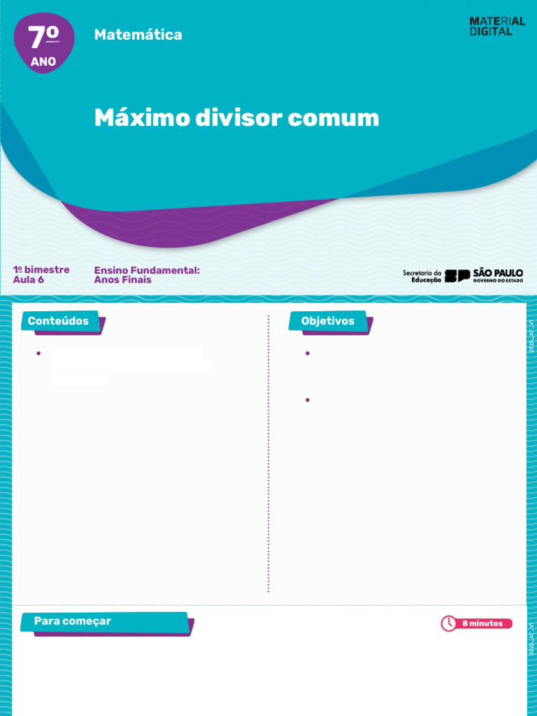 Aula 6 - Máximo Divisor Comum | PDF | Número primo