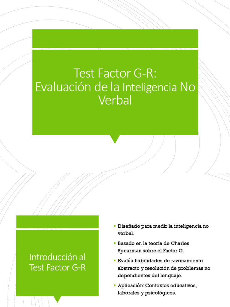 Test Factor G-R: Evaluación No Verbal | PDF | Inteligencia | Neurociencia