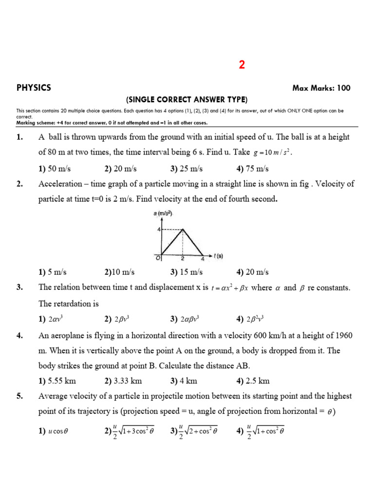 Jee Mains Mock Test 2 | PDF | Force | Perpendicular