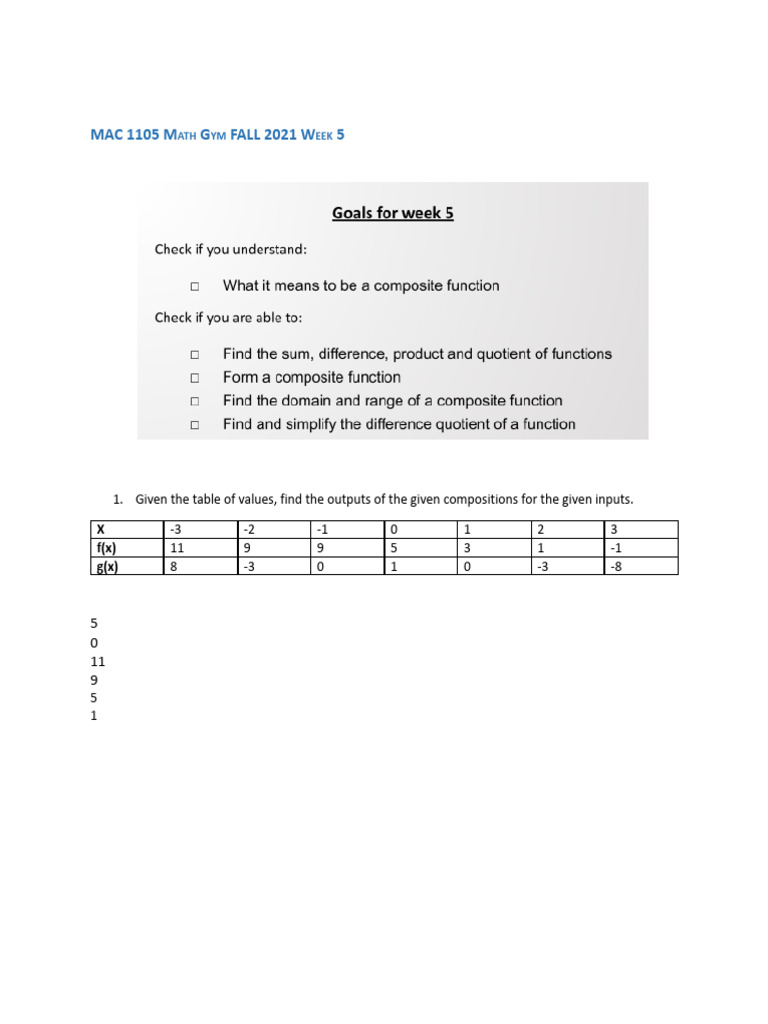 Math Gym FALL 21 Problem Set 5.docx | PDF | Function (Mathematics) | Functions And Mappings