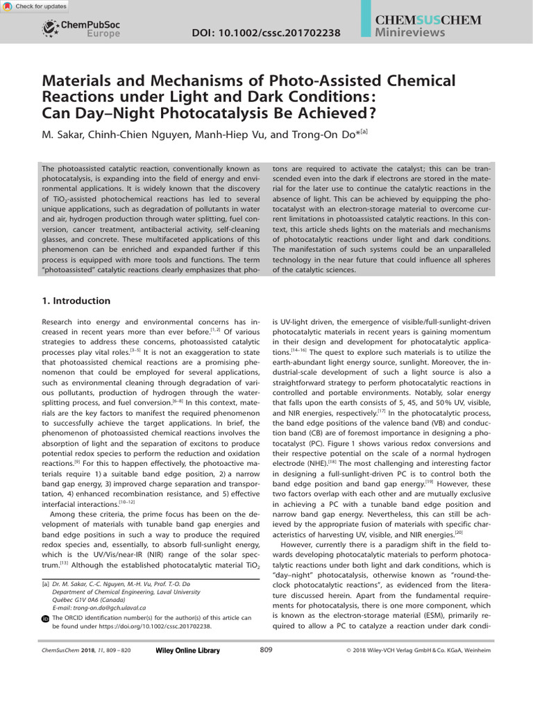 ChemSusChem - 2018 - Sakar - Materials and Mechanisms of Photo Assisted ...