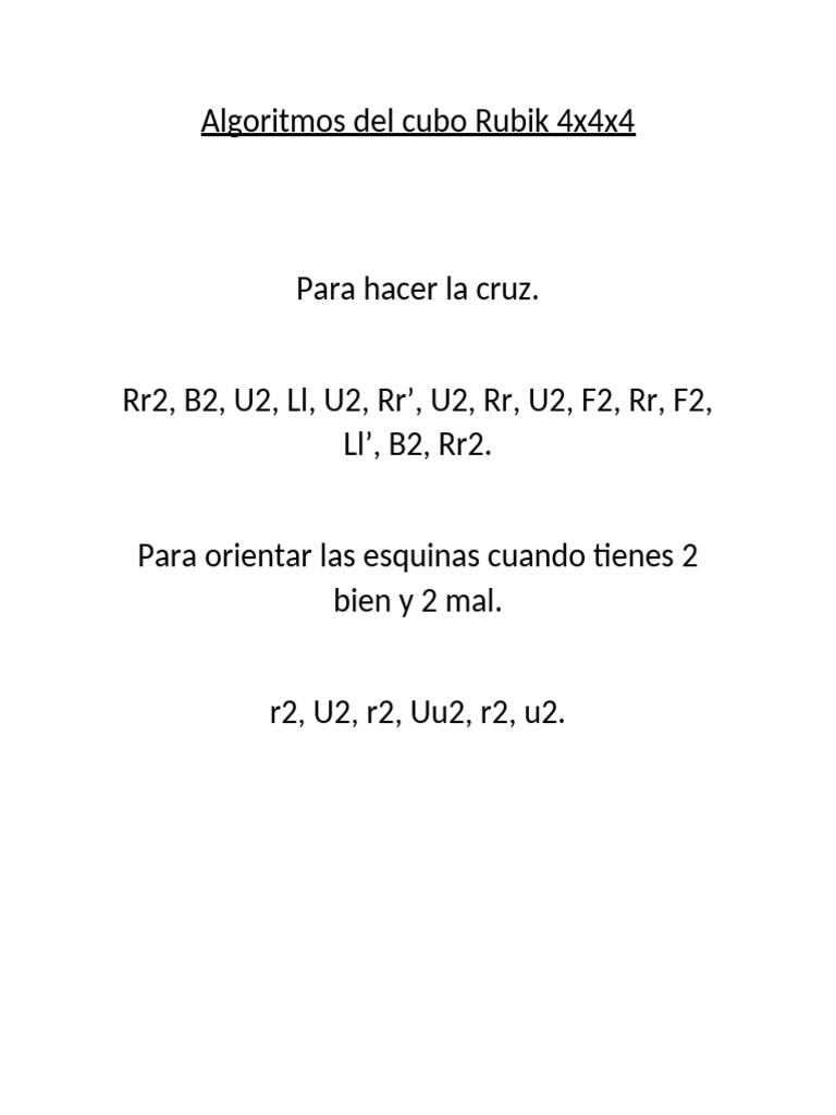 Algoritmos para Cubo Rubik 4x4 | PDF