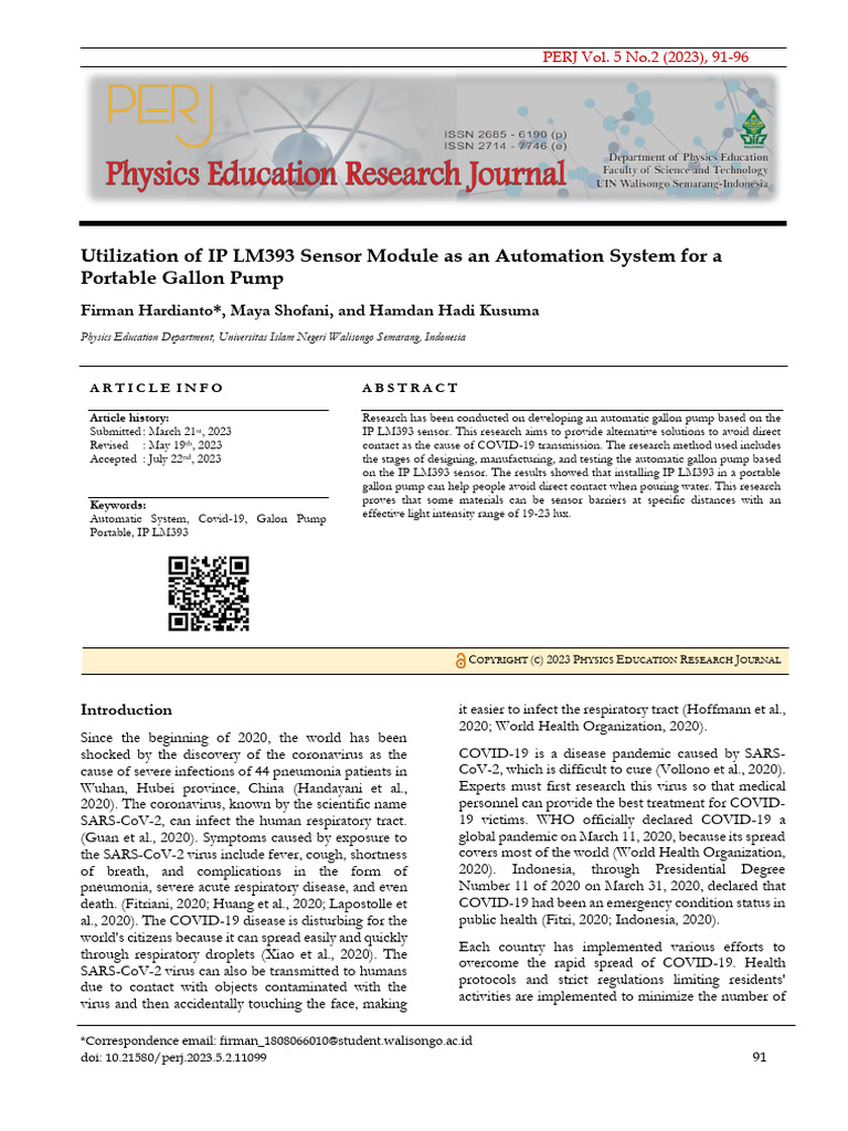 Utilization of IP LM393 Sensor Module As An Automation System For A ...