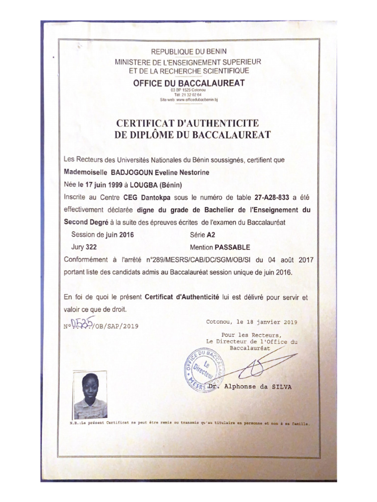 Authenticité Du Bac | PDF