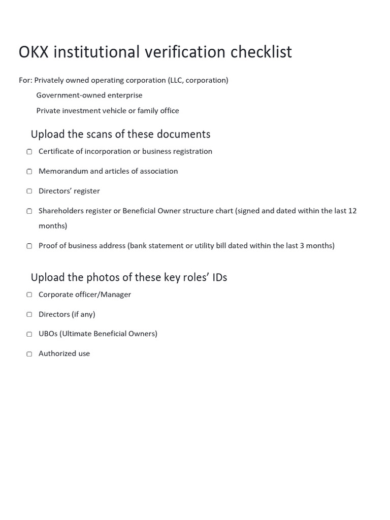 OKX Institutional Verification Guide | PDF