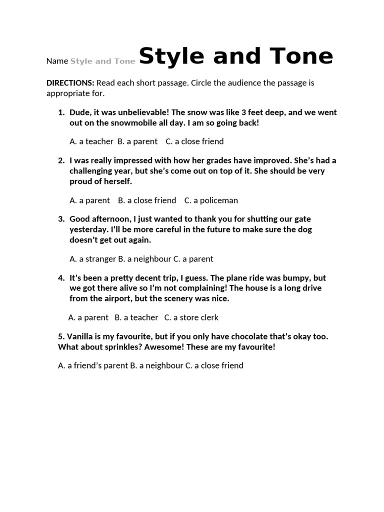 Style and Tone Style and Tone | PDF