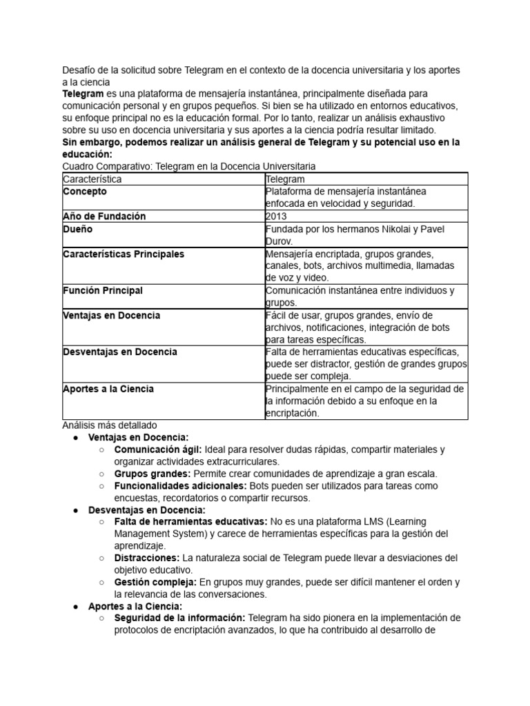 Telegram en la Docencia Universitaria | PDF | Enseñando | Informática