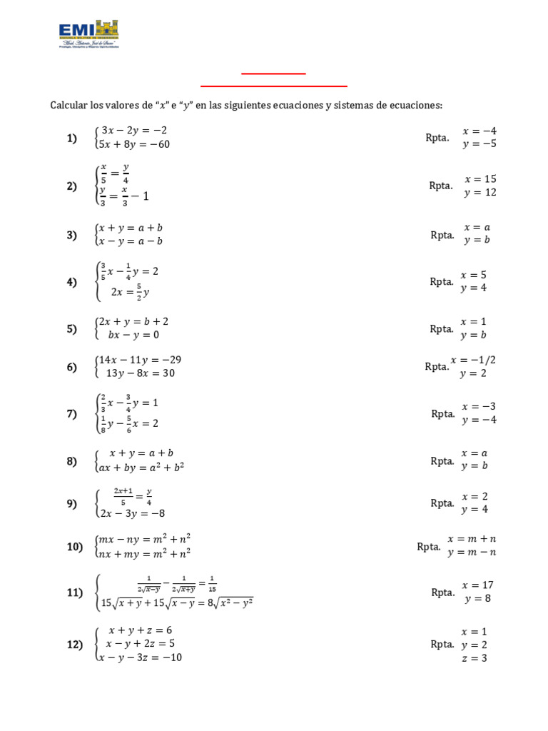 PRÁCTICA 4 _ SISTEMAS DE ECUACIONES | PDF