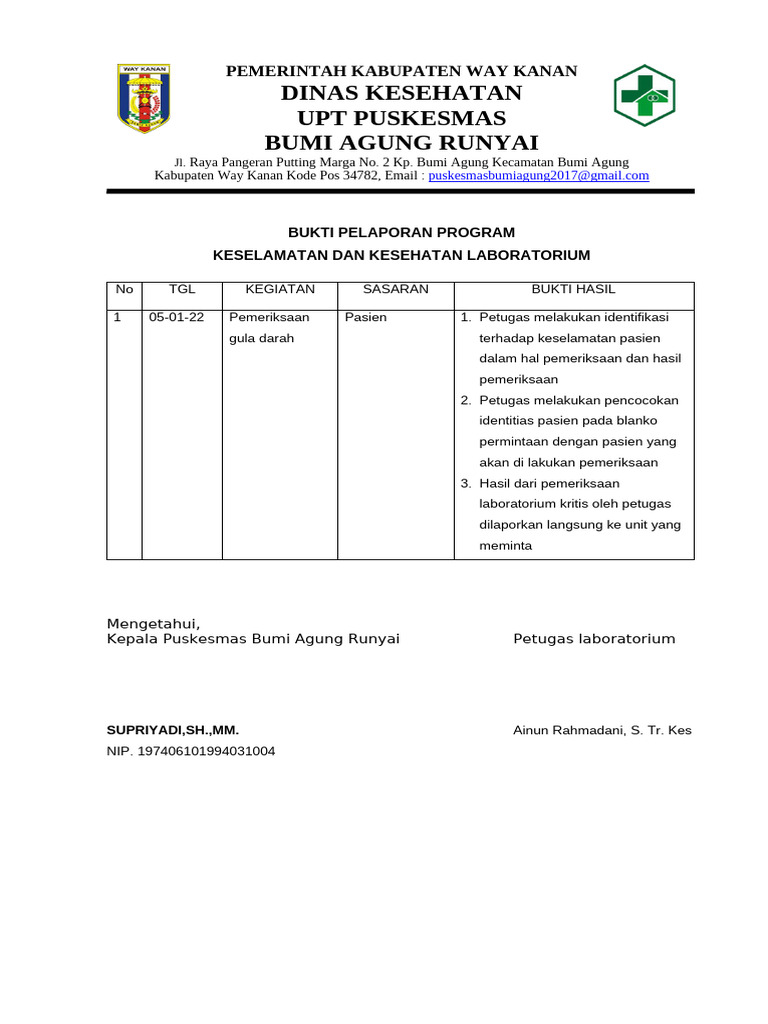 8.1.8 Bukti Pelaporan Program | PDF