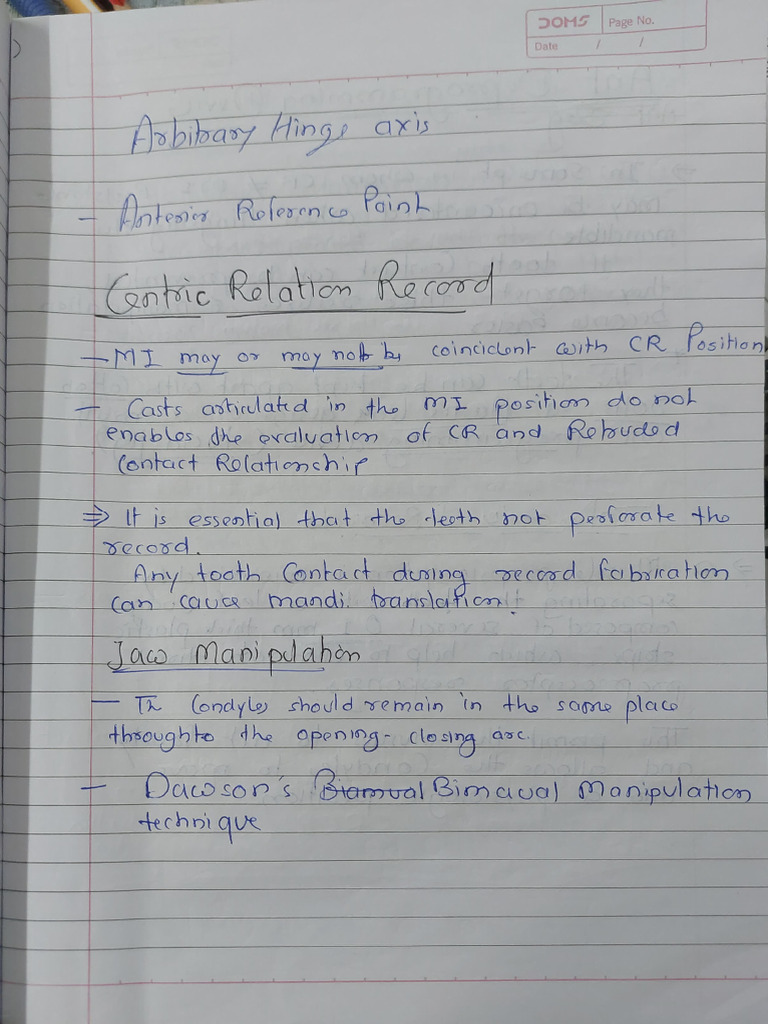 Centric Relation Record | PDF