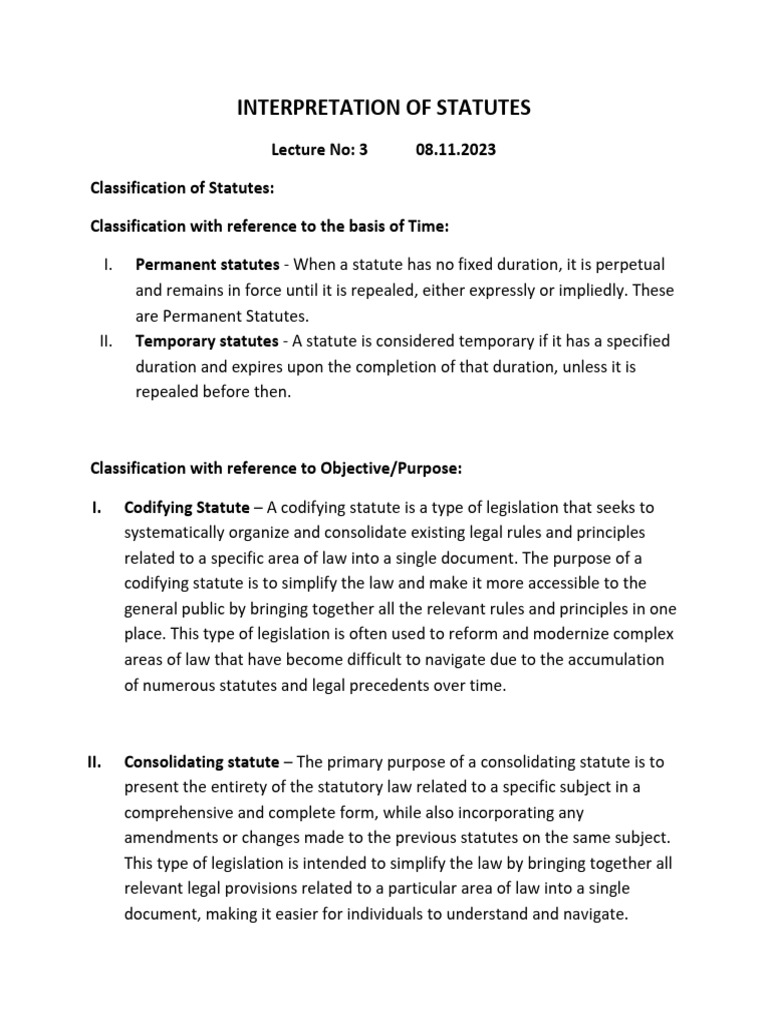 Classification of Statutes Explained | PDF | Taxes | Crimes