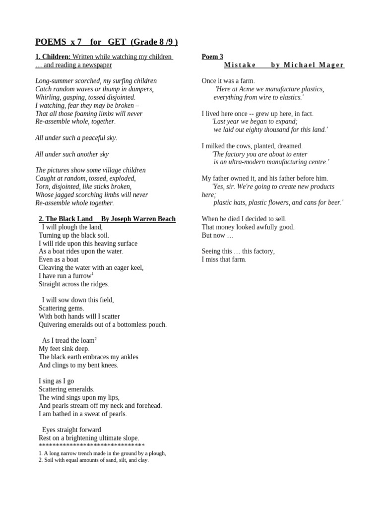 Poems X 7 With Questions For Get | PDF | Ellipsis | Ghosts