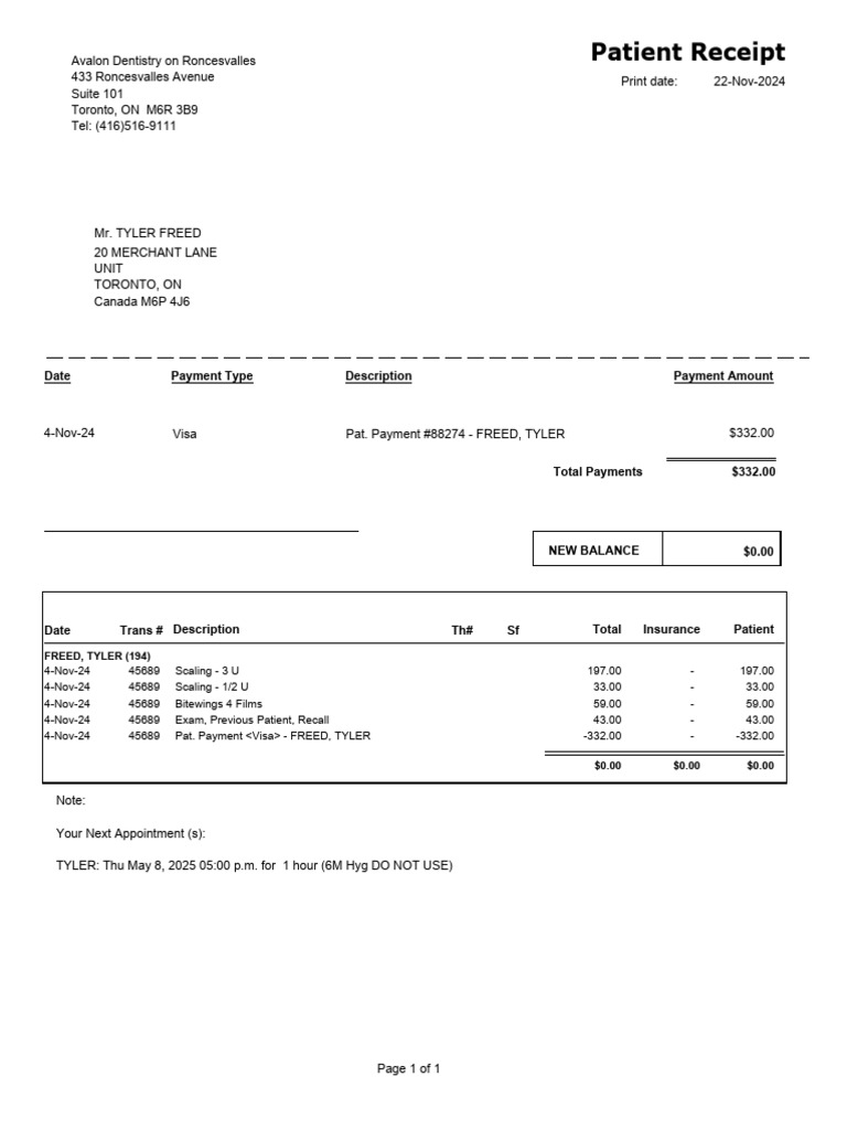 Avalon Dentistry -- Invoice (1) | PDF