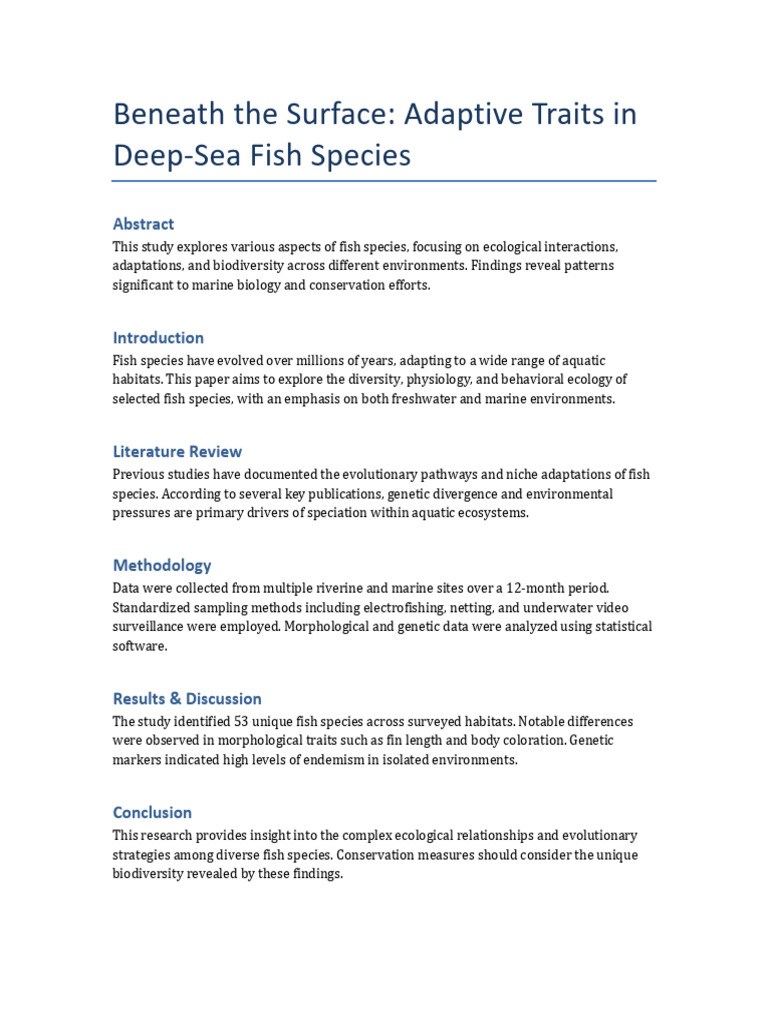 Fish Species Research 1 | PDF | Ecology | Species
