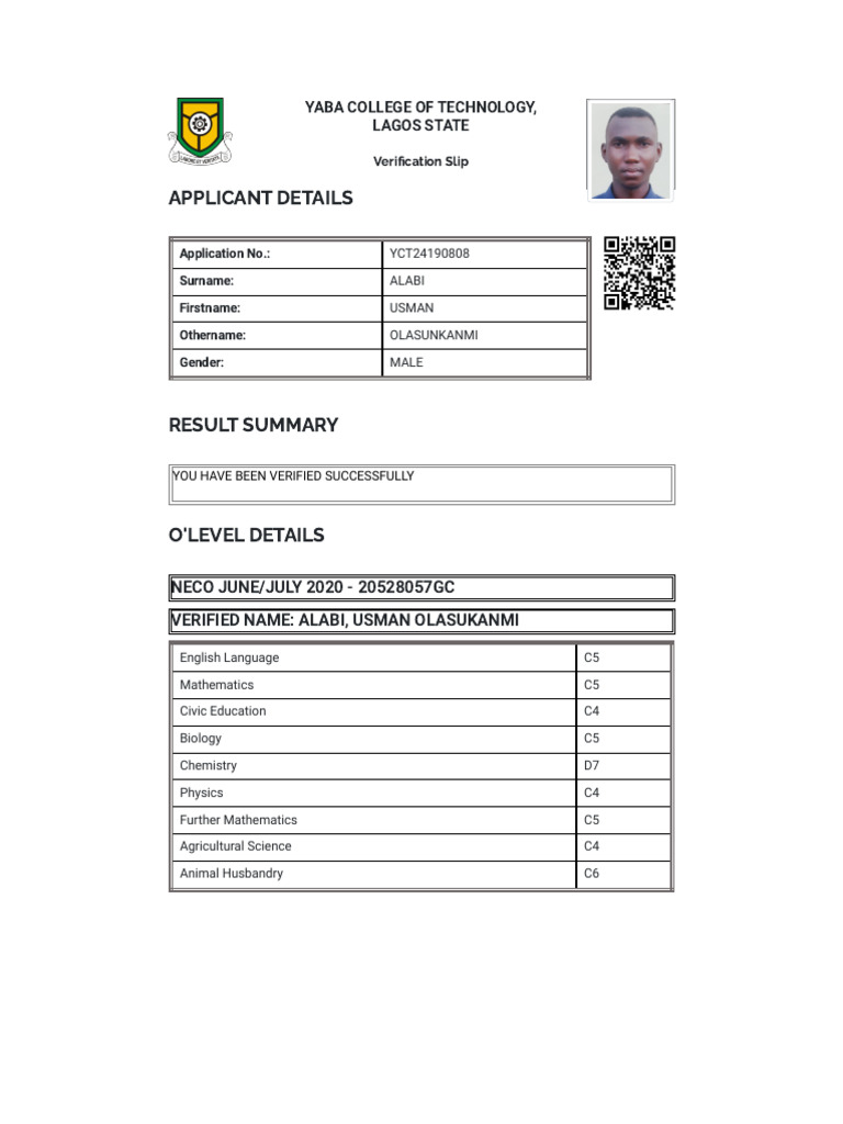 Verification of Result Receipt | PDF