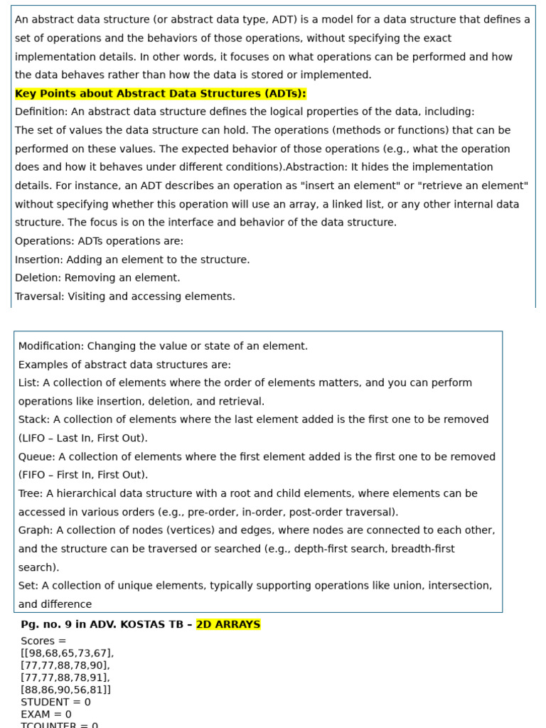 2D Arrays Pg. No. 9 TB | PDF | Recursion | Computer Science