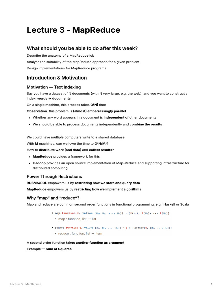 Lecture 3 - MapReduce | PDF | Map Reduce | Databases