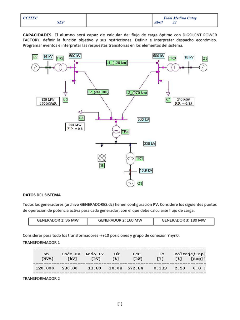 Digsilent Basico | PDF | Transformador | Cantidades fisicas