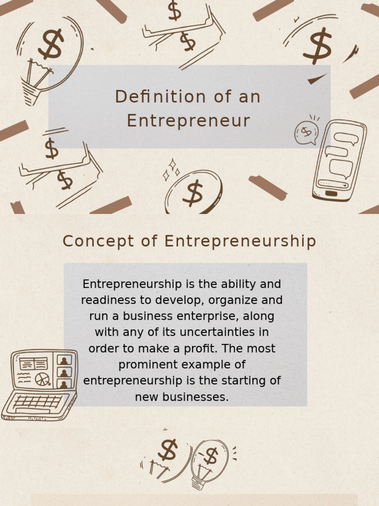 Definition of An Entrepreneur 6 | PDF | Entrepreneurship | Startup Company