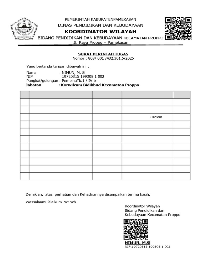 Jadwal Latihan Senam Kec. Proppo 2025 | PDF