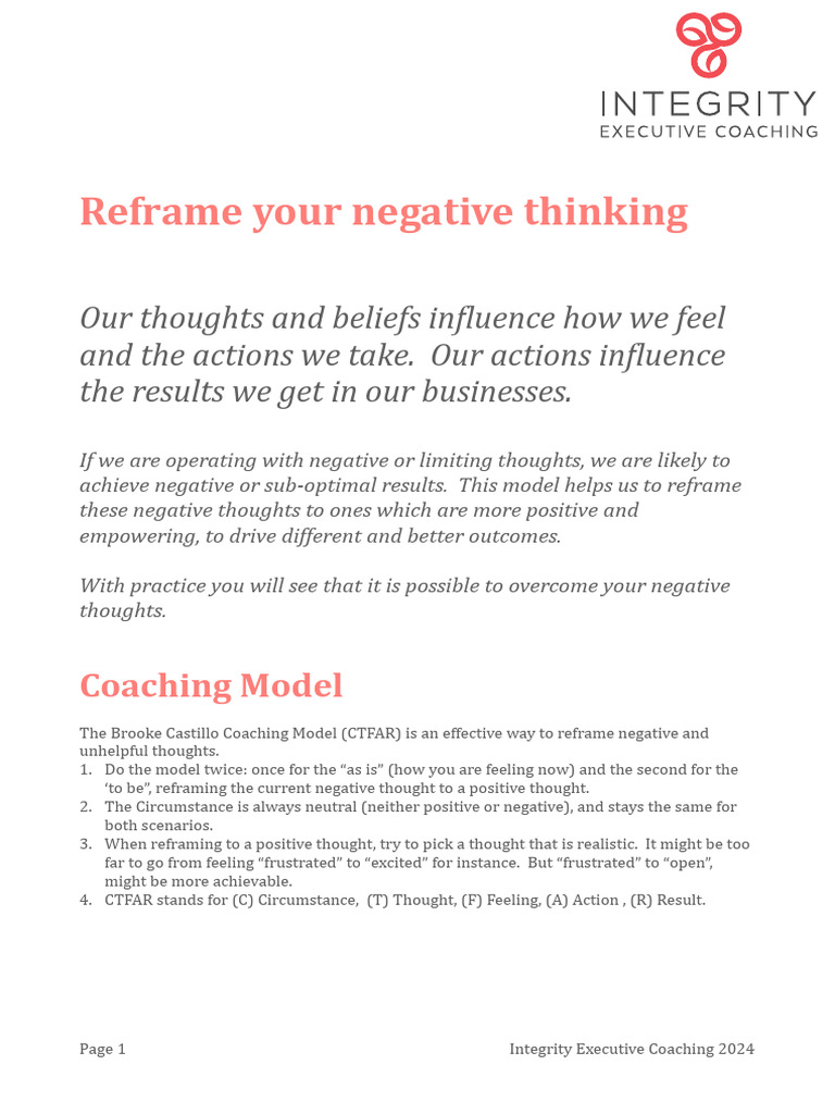 Reframing Negative Thoughts with CTFAR | PDF | Thought | Cognitive Science