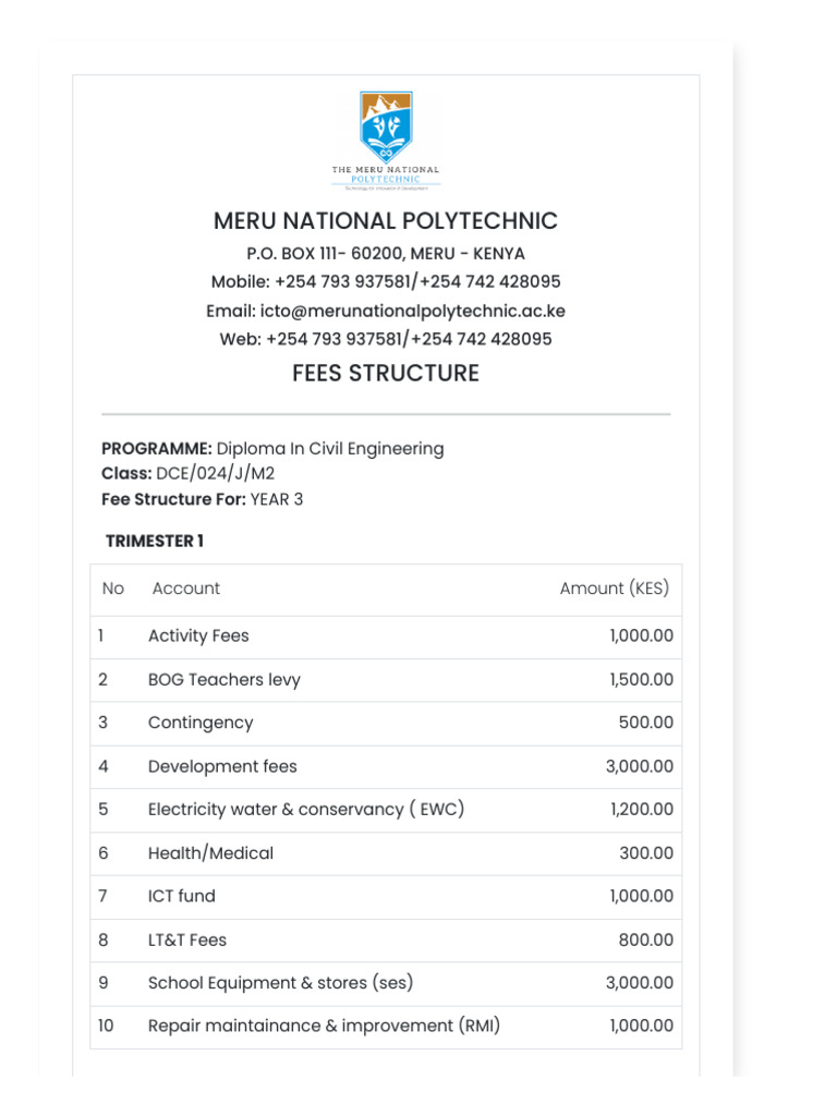 The Meru National Polytechnic | PDF