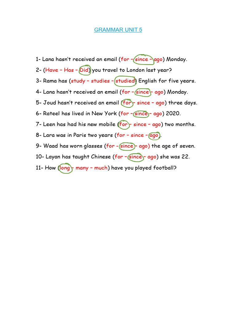 GRAMMAR UNIT 5 | PDF