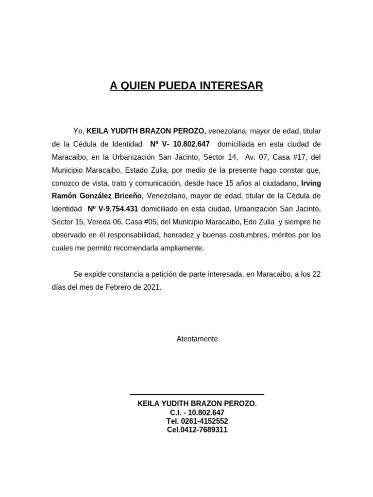 A Quien Pueda Interesar Irving2 | PDF